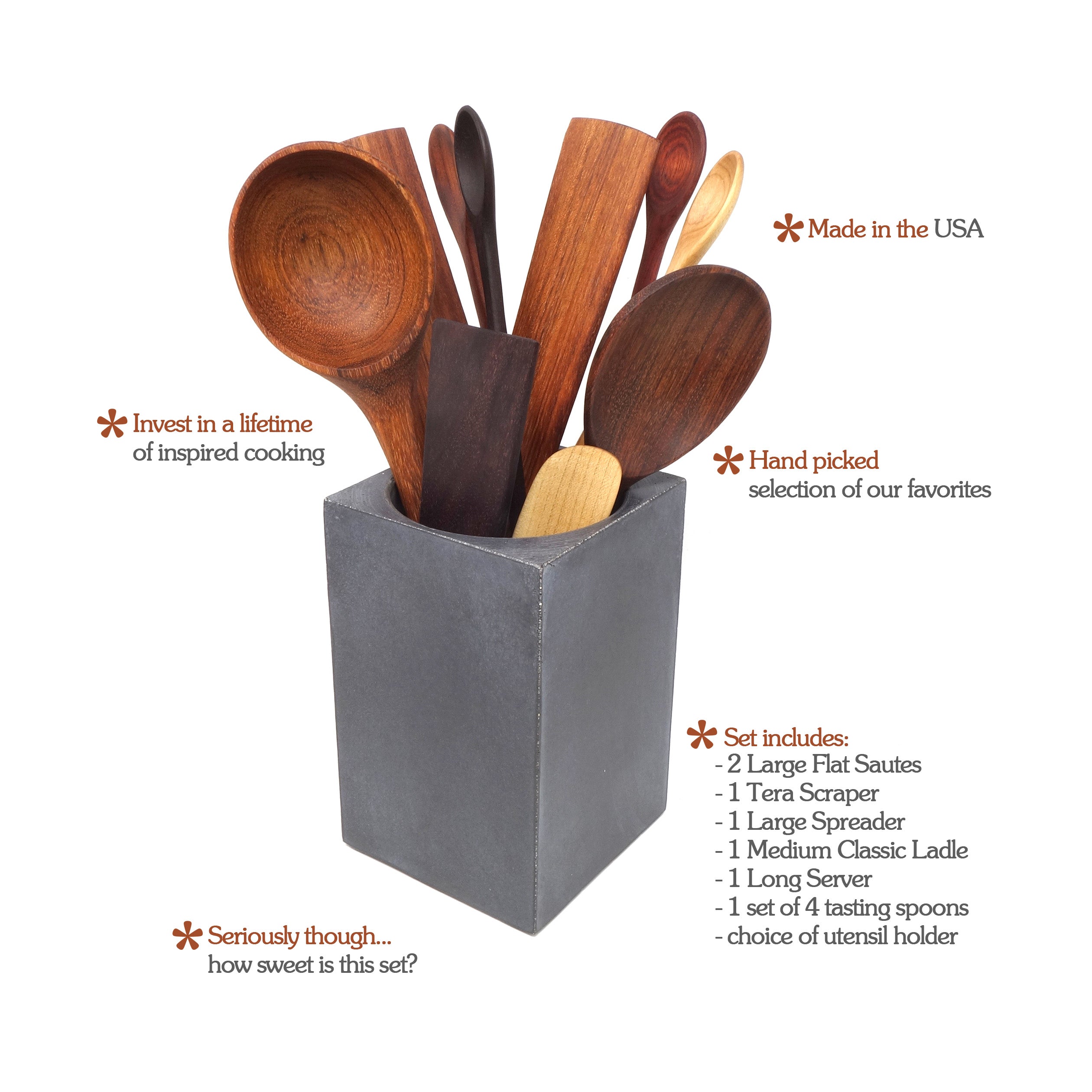 kitchen utensil set with holder - Earlywood