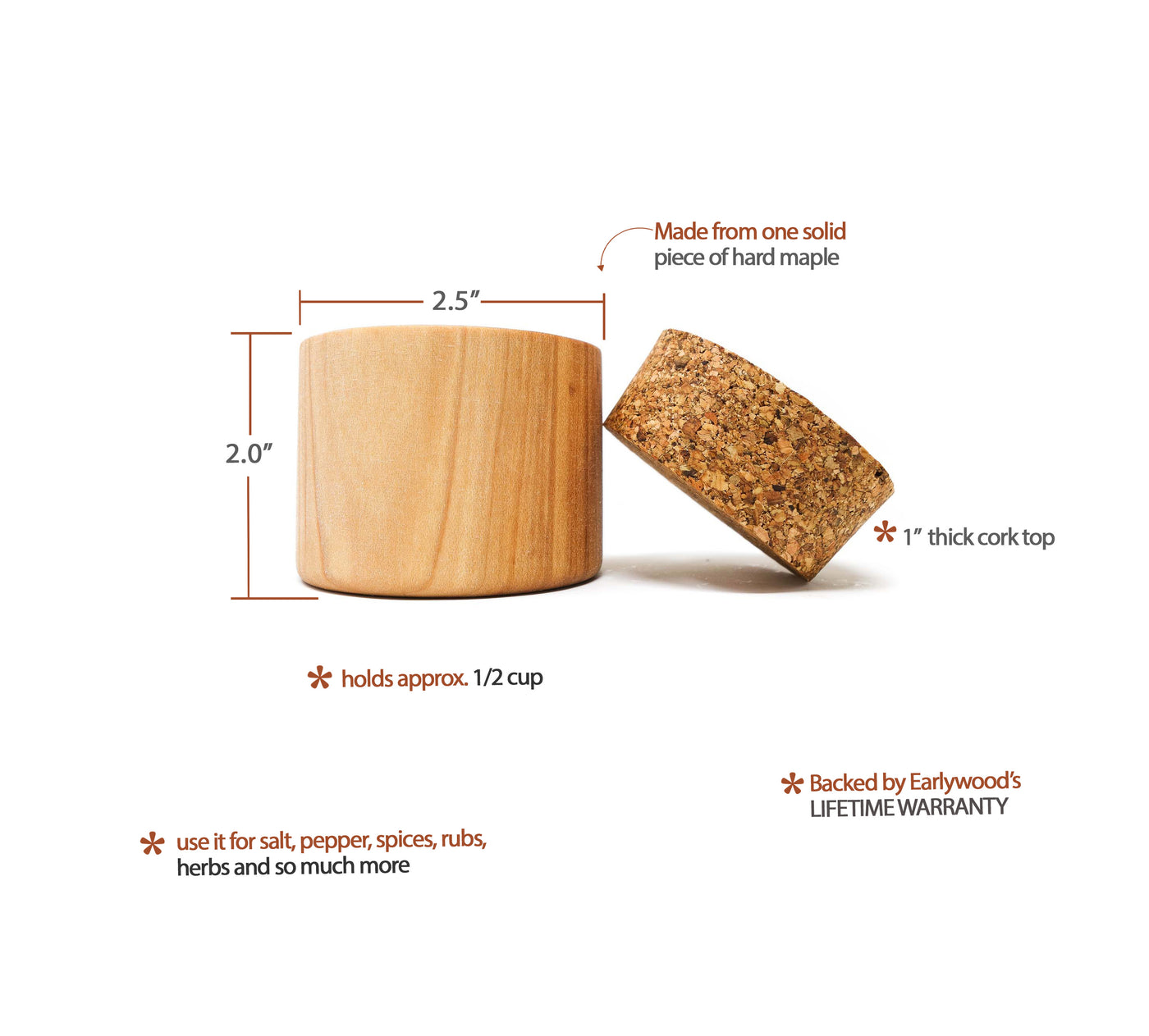 Wooden Salt Cup - Earlywood