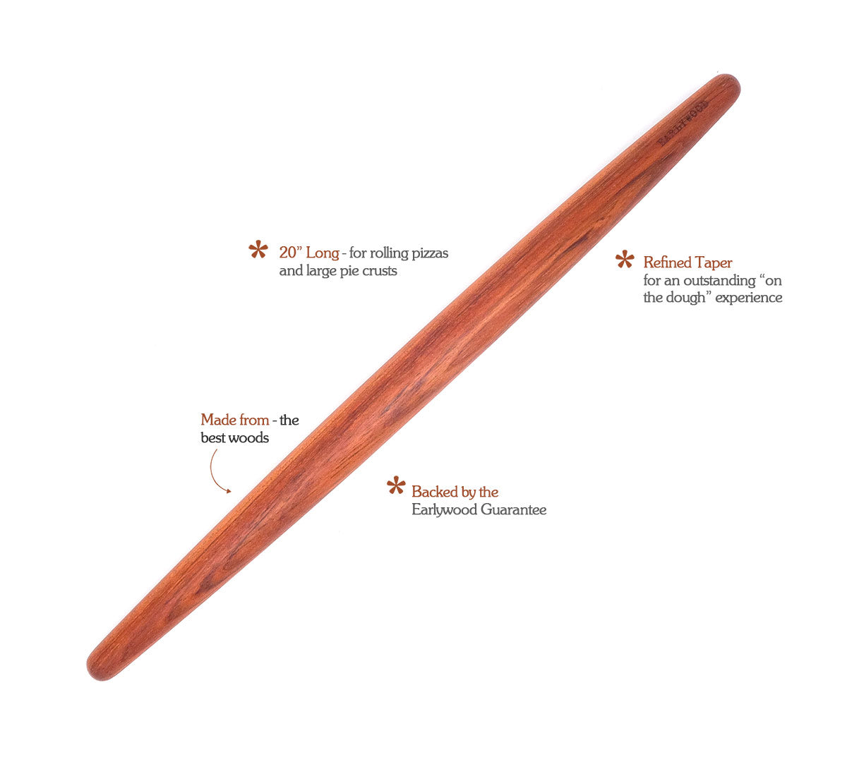 wooden french rolling pin - Earlywood